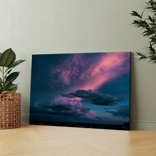 Картина на холсте (Темное небо, закат грозовое) 30x40 см. Интерьерная, на стену.