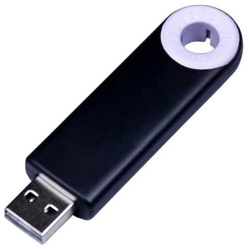 Классическая черная выдвижная пластиковая флешка с круглым отверстием (4 Гб / GB USB 2.0 Белый/White 035BK)