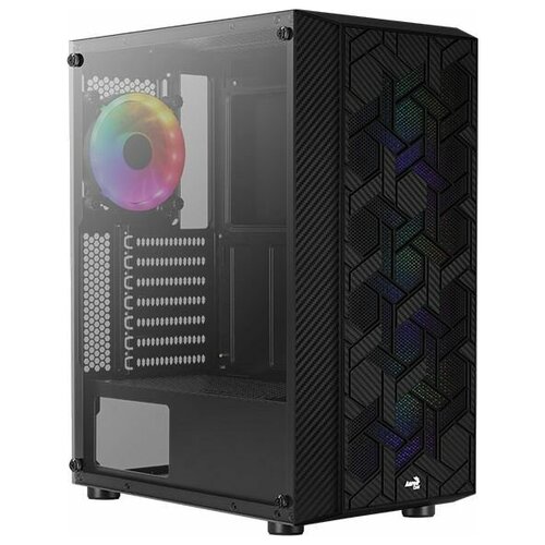 Корпус ATX Aerocool Hive-G-BK-v2, Midi-Tower, без БП, черный [accm-pv27043.11]