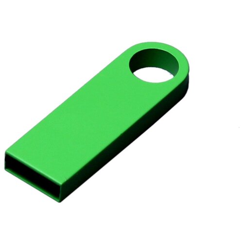 Компактная металлическая флешка с круглым отверстием (128 Гб / GB USB 2.0 Зеленый/Green mini3)