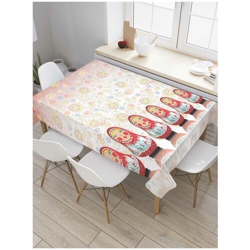 Скатерть прямоугольная JoyArty на кухонный стол "Уменьшение матрешек" из оксфорда, 120x145 см