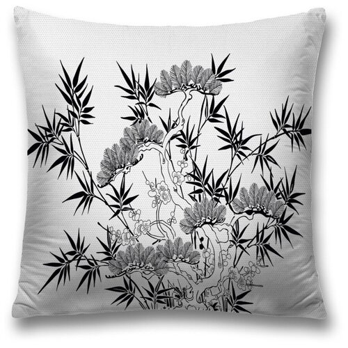 Наволочка декоративная на молнии, чехол на подушку JoyArty "Зонтичное растение" 45х45 см