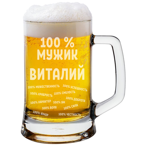 Кружка пивная Виталий / Виталик 100% мужик