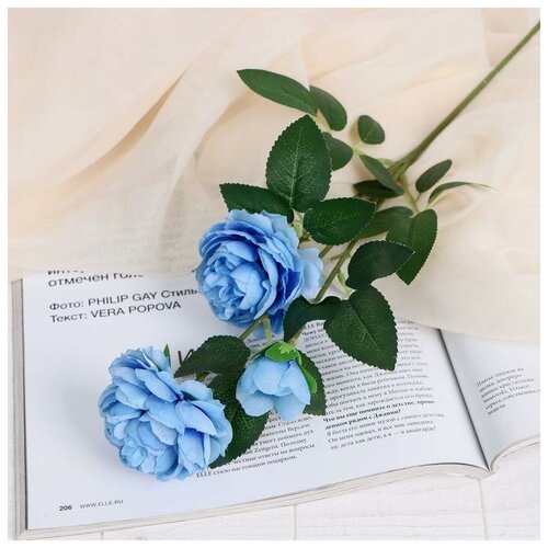 Цветы искусственные "Роза терция" 8х60 см, голубой микс
