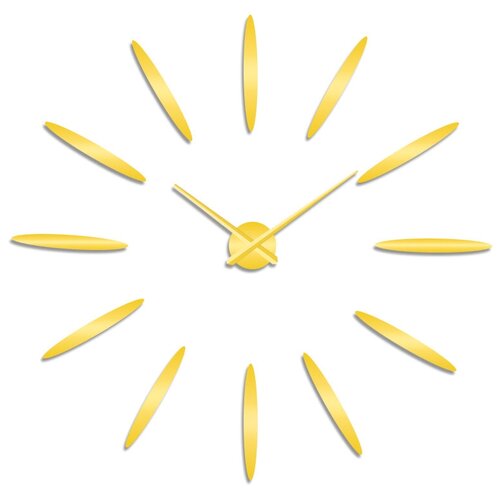 Большие настенные 3D часы MIRRON 120.10-З/Кварцевый бесшумный механизм/Часы конструктор/Часы наклейка/120 см/Золотой цвет