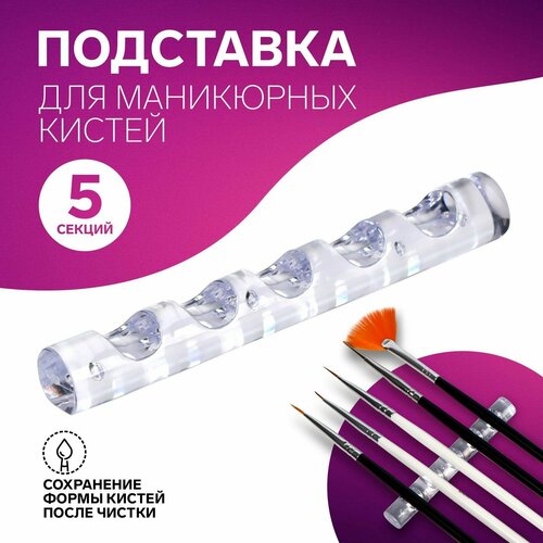 Подставка для маникюрных кистей, 5 секций, 8 × 1 см, цвет прозрачный (1шт.)