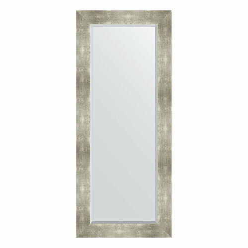 Зеркало настенное с фацетом EVOFORM в багетной раме алюминий, 61х146 см, для гостиной, прихожей, кабинета, спальни и ванной комнаты, BY 1170