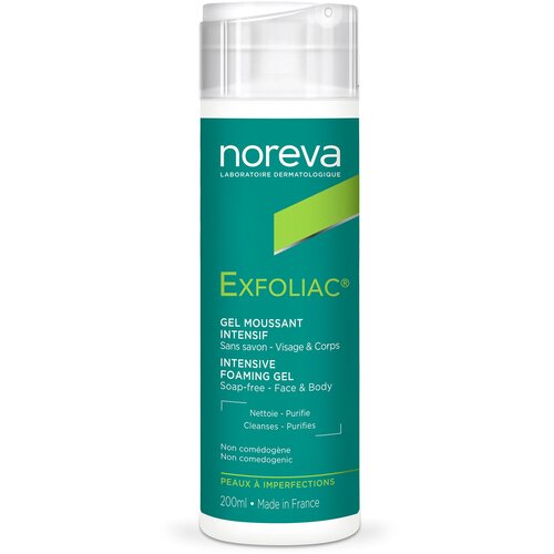 Noreva Интенсивная очищающая гель-пенка для проблемной кожи лица и тела Exfoliac 200 мл
