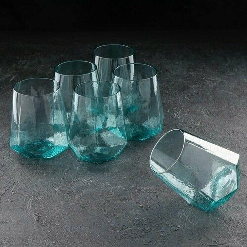 Набор стеклянных стаканов Magistro "Дарио", 450 мл, 10 х 11,5 см, 6 шт, цвет изумрудный