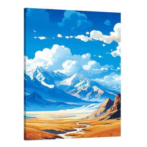 Интерьерная картина 50х70 "Горы и пустыня: контрасты природы"