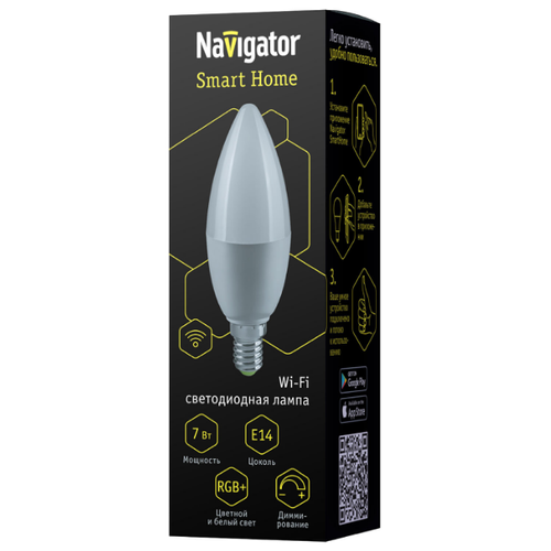 Умная лампа светодиодная Navigator SmartHome/NLL-C37-7-230-RGBWWW-E14-WIFI