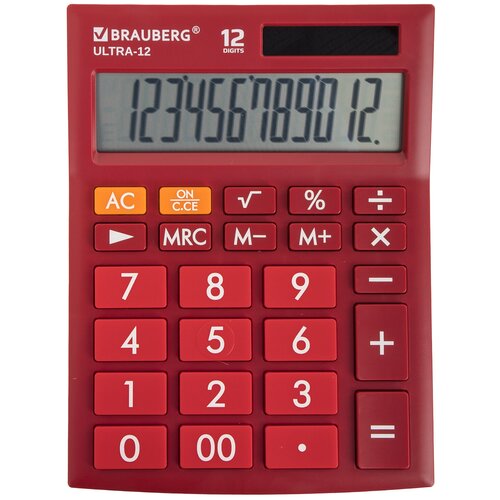 Калькулятор настольный BRAUBERG Ultra-12, бордовый, 4 шт.