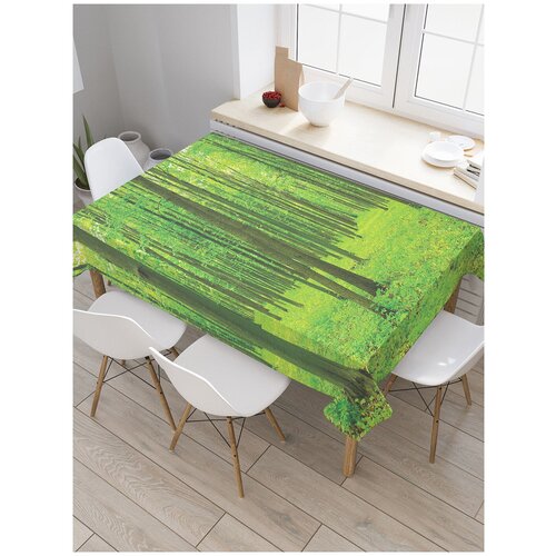 Скатерть прямоугольная JoyArty "Лесная зелень" из сатена, 120x145 см