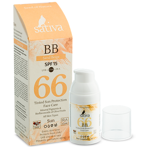 ВВ-крем ухаживающий "№66 Rose Beige SPF 15", Sativa 30 мл