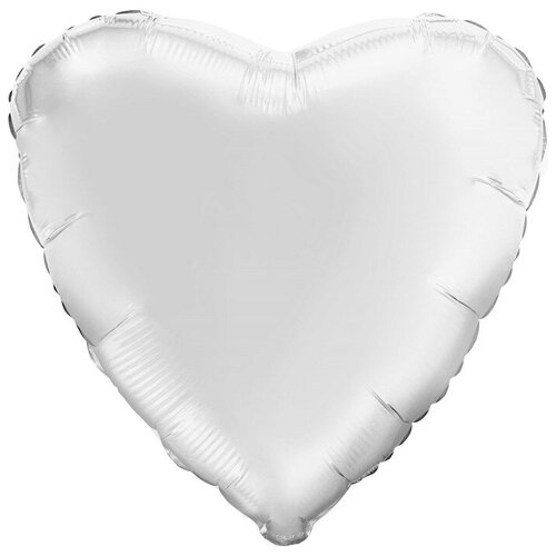 Шар фольгированный 19", сердце, цвет белый