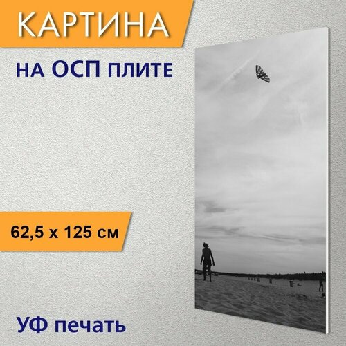 Вертикальная картина на ОСП "Пляж, море, праздничный день" 62x125 см. для интерьериа