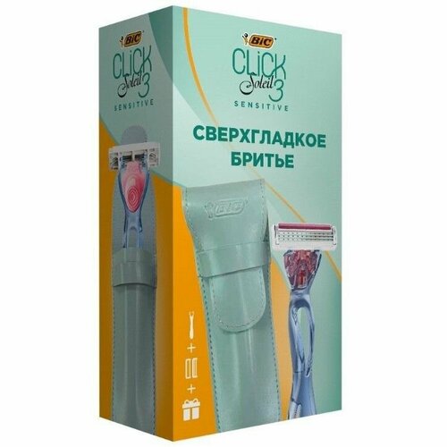 Bic Женская бритва Click Sensitive 3 + 2 кассеты + чехол