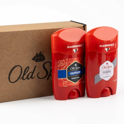 Подарочный набор для мужчин Old Spice. ("Original" дезодорант-стик 50мл.+ "Captain" дезодорант-стик 50мл.) в крафтовой коробке+ подарочный пакет.