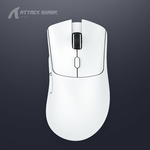 Мышь игровая Attack Shark R1 беспроводная, Bluetooth + 2.4Ghz USB + проводная, 18000 Dpi, белый