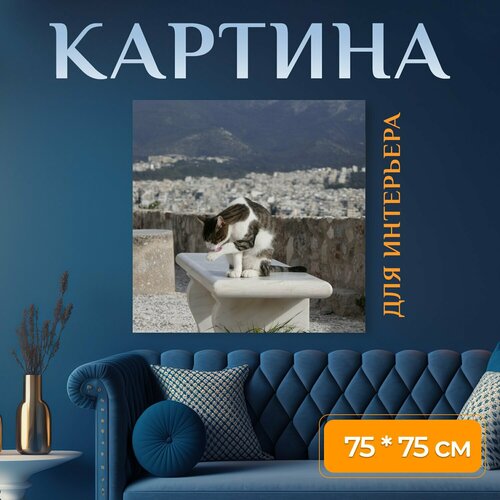 Картина на холсте "Афины, акрополь, греция" на подрамнике 75х75 см. для интерьера
