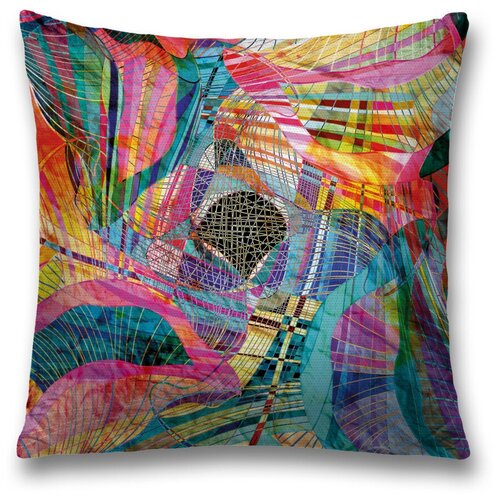 Наволочка декоративная на молнии, чехол на подушку JoyArty "Цветная абстракция" 45х45 см