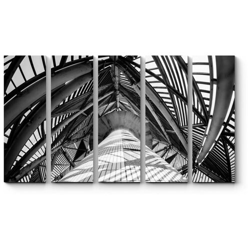Модульная картина Винтовая черно-белая лестница100x60