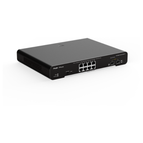 Коммутатор Ruijie Reyee 8-Port Gigabit L2 Managed POE Switch, 8 Gigabit RJ45 POE/POE+ Ports,2 SFP Slots,125W PoE Power budget, Desktop Steel Case