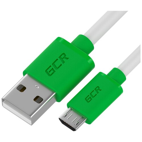 Кабель Greenconnect GCR-UAQC2 1.5m MicroUSB, быстрая зарядка, зеленый TPE, белые коннекторы, 28/22 AWG, (GCR-52459)