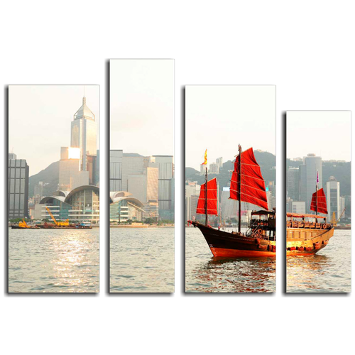 Модульная картина город Гонконг 132х90 см