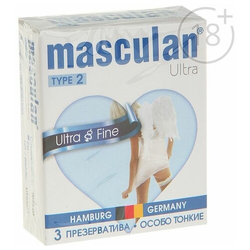 Презервативы Masculan 2 Ultra, особо тонкие, прозрачные с обильной смазкой, 3 шт