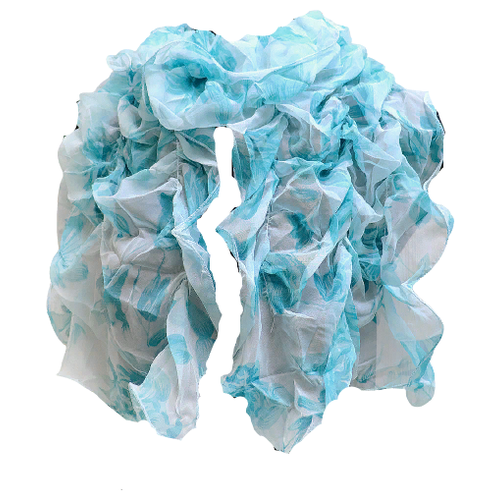 Шарф Crystel Eden,150х35 см, голубой, белый