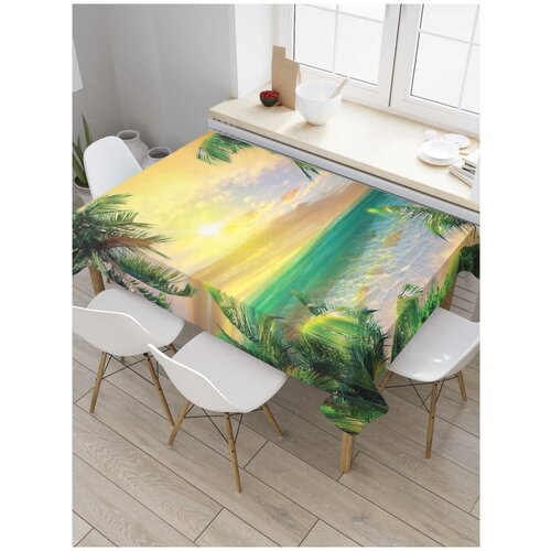 Скатерть прямоугольная JoyArty на кухонный стол "Приятный вечер" из оксфорда, 180x145 см