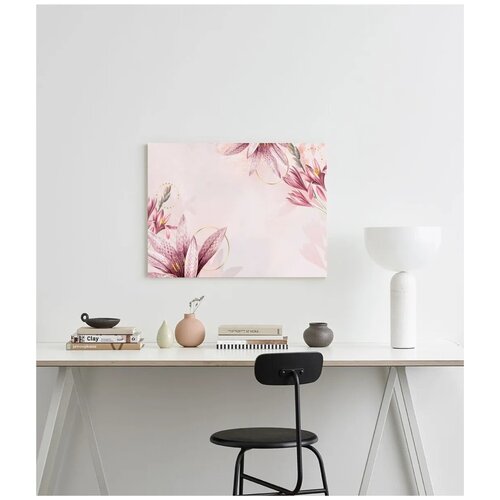 Интерьерная картина на холсте натянутая на подрамник / 60х80 / "Розовый амариллис" / в кухню / в спальню / в гостиную / на стену