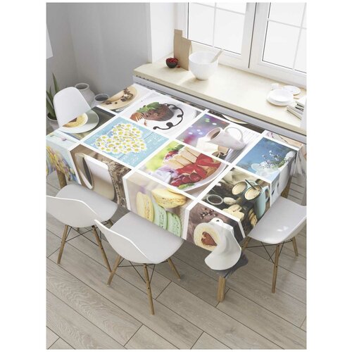 Скатерть прямоугольная JoyArty на кухонный стол "Утренний кофе" из оксфорда, 180x145 см