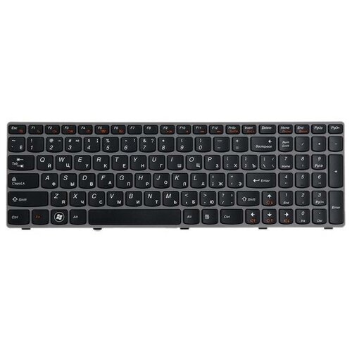 Клавиатура для ноутбука Lenovo IdeaPad, черная с серой рамкой, гор. Enter