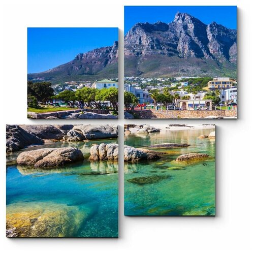 Модульная картина Райский пляж в горах, Кейптаун 50x50