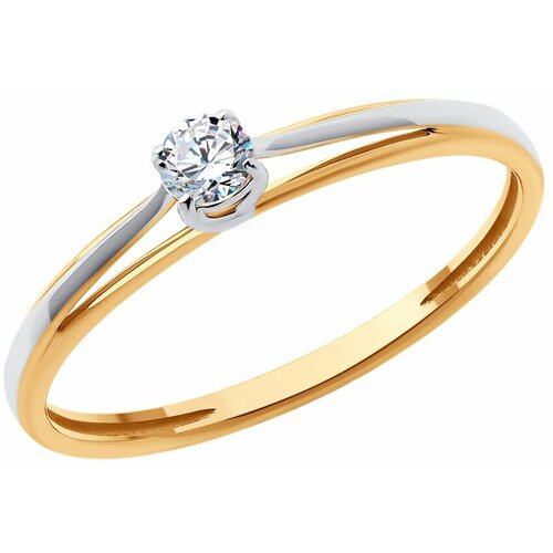 Кольцо Diamant, красное золото, 585 проба, фианит, размер 16.5
