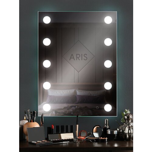 Зеркало гримерное ARIS 600х800 светодиодная LED лента, диммер, реверсивное крепление
