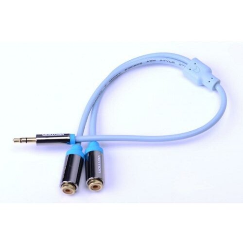 Переходник-разветвитель Jack 3.5 mm M/2RCA F Vention VAB-R02-B030 гибкий