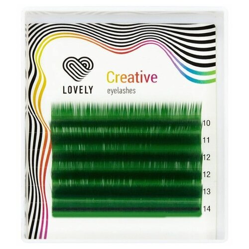 Ресницы Цветные Lovely Mini, Зеленые, C+, 0.07, 7-11 mm, 6 линий