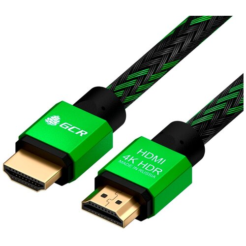 Кабель GCR HDMI - HDMI (GCR-HM481), 1 м, зеленый/черно-зеленый
