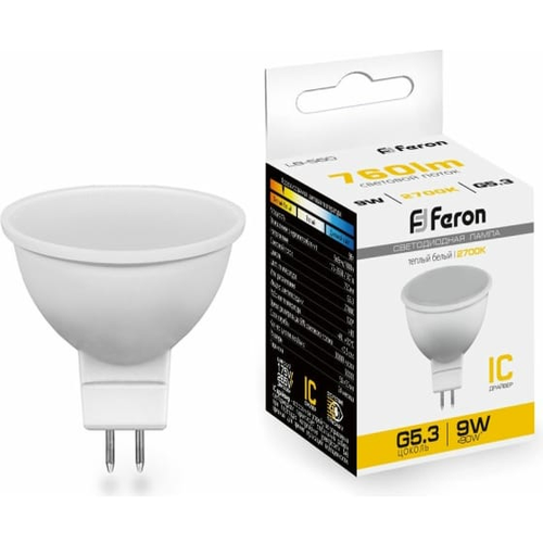 Лампа светодиодная LED 9вт 230в G5.3 теплый | код 25839 | FERON (30шт. в упак.)