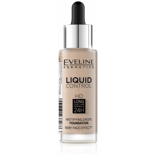 Eveline Cosmetics Тональный флюид Liquid Control HD Mattifying Drops, 32 мл, оттенок: 040 Warm Beige