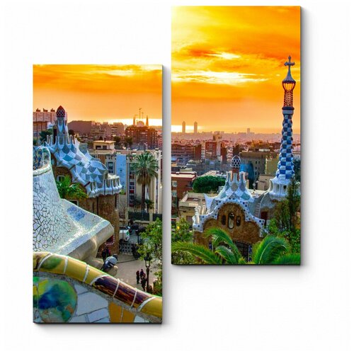 Модульная картина Великолепный закат, Барселона 40x50