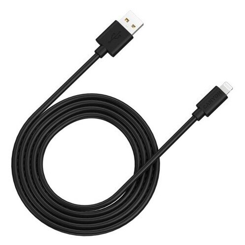 Кабель Canyon MFI-12, Lighting - USB-C, 2.4 А, чип MFI, сертифицирован Apple, 2 м, черный