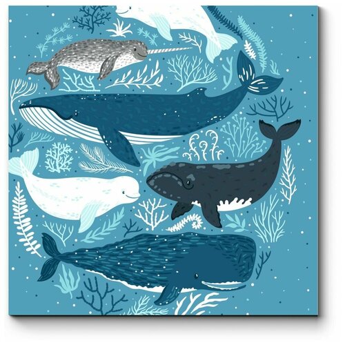 Модульная картина Веселые морские обитатели 60x60