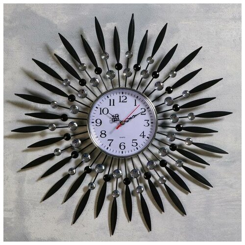 Quartz Часы настенные, серия: Ажур, "Лучи-Перья", плавный ход, d-50 см, циферблат 14.5 см