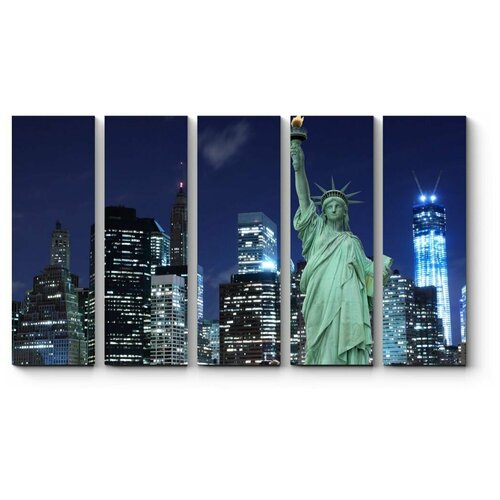 Модульная картина Статуя свободы в свете огней Манхэттена, Нью-йорк 160x96