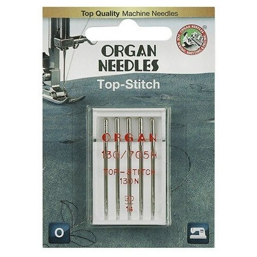 Игла/иглы Organ Top-Stitch 90, серебристый, 5 шт.