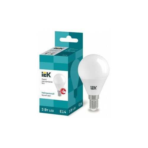 Светодиодная LED лампа IEK шар G45 E14 3W(270lm) 4000K 4K 78x45 матовая ECO LLE-G45-3-230-40-E14 (упаковка 14 штук)